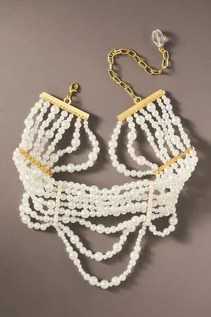 TWIGS & HONEY Pearl Draped Choker Necklace