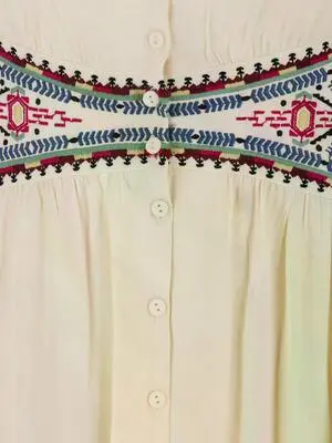 Ba&sh Embroidered Long-sleeved Dress - Neutrals