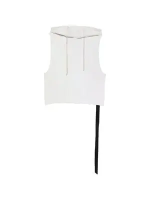 Rick Owens Sleeveless Drawstring Hoodie - White