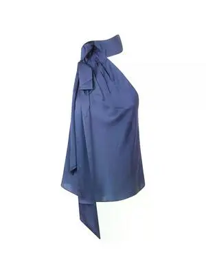 Ralph Lauren Charmeuse Tie-neck Blouse - Blue