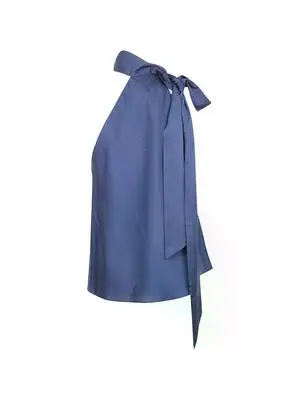 Ralph Lauren Charmeuse Tie-neck Blouse - Blue