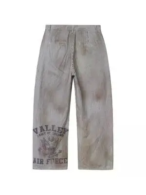 VALE FOREVER Logo-detail Pinstripe Trousers - Grey
