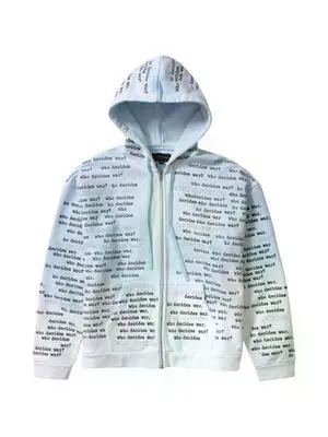 WHO DECIDES WAR Zip Scripture Hoodie - Blue