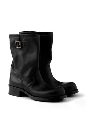 Prada Leather Mid-calf Buckled Boots