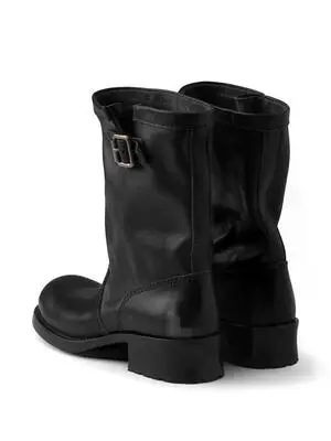 Prada Leather Mid-calf Buckled Boots