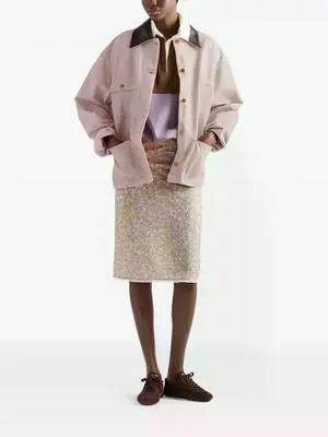 Prada Floral-print Re-nylon Midi Skirt - Pink