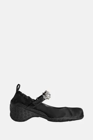 Simone Rocha Runner Flat Shoe With Embroidered Details Nero