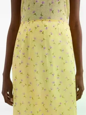 JIL SANDER Floral Print Midi Skirt - Yellow