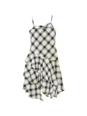 FENG CHEN WANG Check-pattern Midi Dress With Ruffle Detail