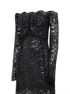 Rabanne Sequin-embroidered Scalloped Dress - Black