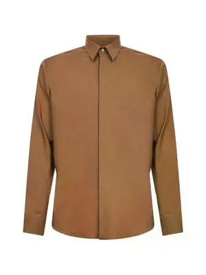 D4.0 Covered-button Long-sleeve Shirt - Brown