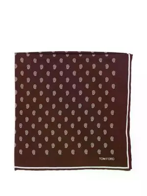 TOM FORD Paisley Twill Pocket Square Red
