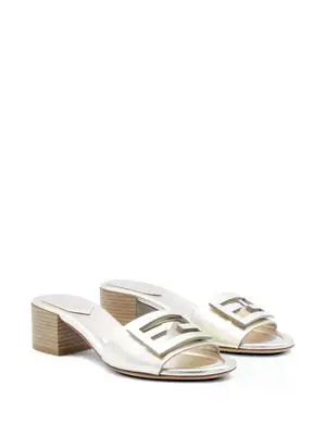 Fendi Baguette Platinum Logo Sandals