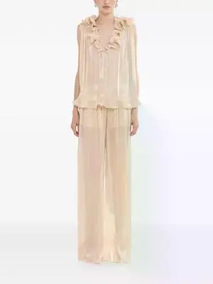 NISSA Ruffled Chiffon Top - Neutrals