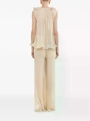 NISSA Ruffled Chiffon Top - Neutrals