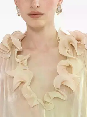 NISSA Ruffled Chiffon Top - Neutrals