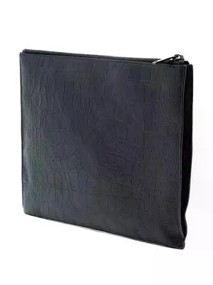 Saint Laurent 2017 Croc Embossed Leather Monogram Document Holder Clutch