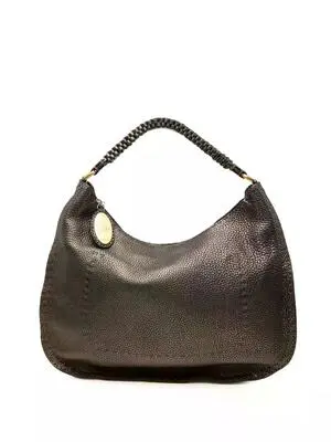 Fendi 2000-2010 Metallic Pebbled Leather Selleria Shoulder Bag