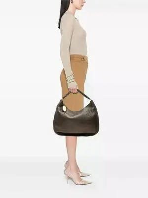 Fendi 2000-2010 Metallic Pebbled Leather Selleria Shoulder Bag