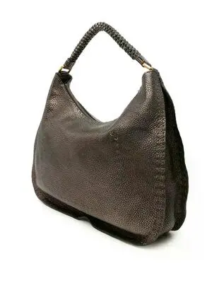 Fendi 2000-2010 Metallic Pebbled Leather Selleria Shoulder Bag