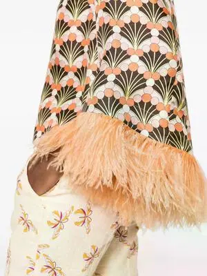 La DoubleJ Feather-trimmed Printed Top - Brown