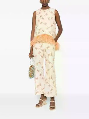 La DoubleJ Hendrix Trousers Beige Floral - Neutrals