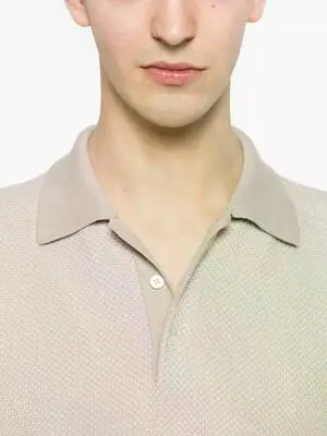 Canali Textured-knit Polo Shirt