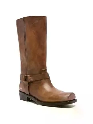 GOLDEN GOOSE High Biker Boots With Buckled Strap In Leather