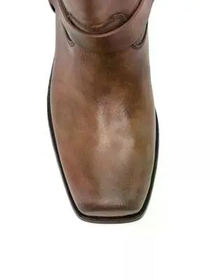 GOLDEN GOOSE High Biker Boots With Buckled Strap In Leather