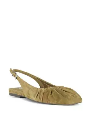 Ash Gathered Slingback Ballet Flats - Green