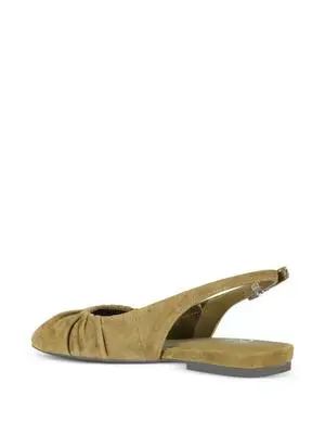 Ash Gathered Slingback Ballet Flats - Green