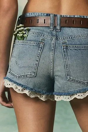 Free People Cali Lace Denim Shorties - Short N Sweet