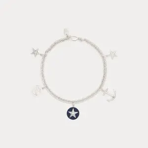 Ralph Lauren Sterling Silver Charm Bracelet - Navy