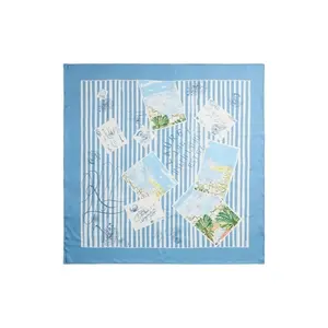 Ralph Lauren Striped Postcard-print Silk Square Scarf