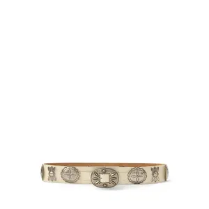 Ralph Lauren Vachetta Leather Cast Concho Belt - Lux Cream