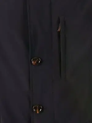 MOORER Hooded Buttoned Jacket - Blue