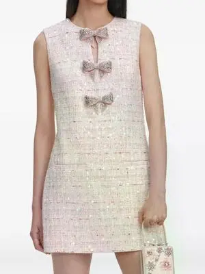 SELF-PORTRAIT Bow-detail Embellished Mini Dress - Pink