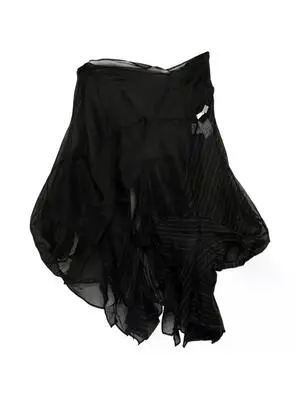 Yohji Yamamoto Pinstripe Layered Asymmetric Midi Skirt