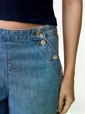 Claudie Pierlot Button Denim Shorts - Blue