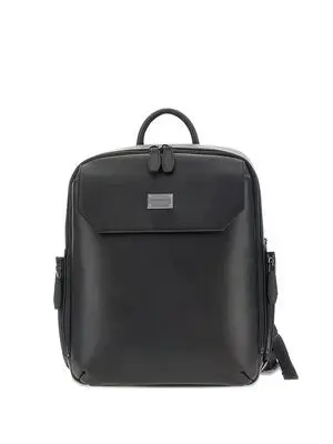 Emporio Armani Flap Leather Backpack - Black