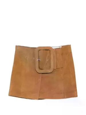 Ami Buckled A-line Mini Skirt - Brown