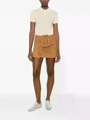 Ami Buckled A-line Mini Skirt - Brown