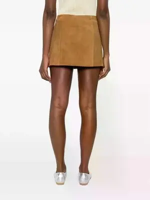 Ami Buckled A-line Mini Skirt - Brown