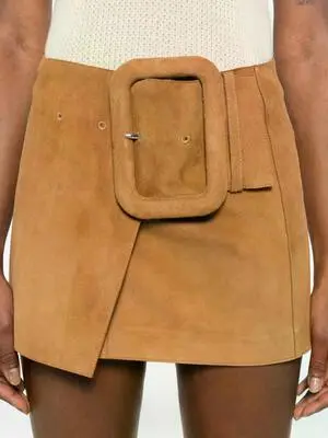 Ami Buckled A-line Mini Skirt - Brown