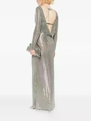 SELF-PORTRAIT Long-sleeve Embellished Maxi Dress - Silver