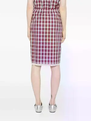 N°21 Check-pattern Lace-trim Midi Skirt