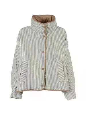 Max Mara Striped Collar Button Front Short Coat