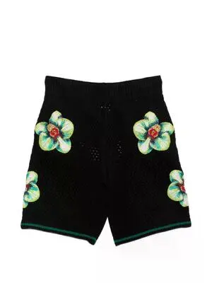 Casablanca Floral-detail Knit Shorts