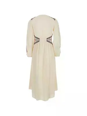 Ba&sh Embroidered V-neck Shirt Dress - Neutrals