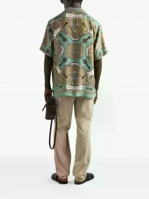 Dolce & Gabbana Cargo-print Hawaii Washed Silk Twill Shirt - Green